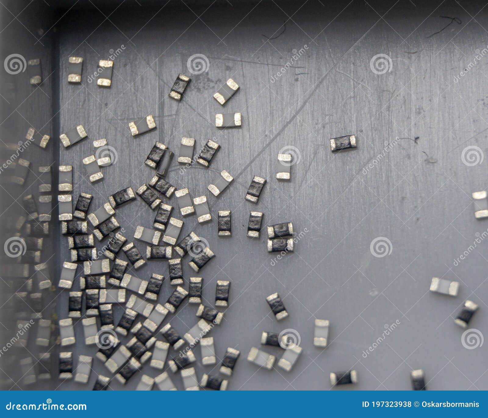 Grey Scattered Microscopic SMT Surface Mount Chip Resistors Sorted in ...