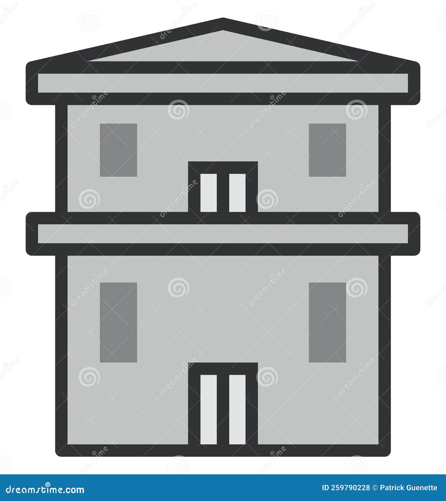 Grey school building, icon stock vector. Illustration of elementary ...