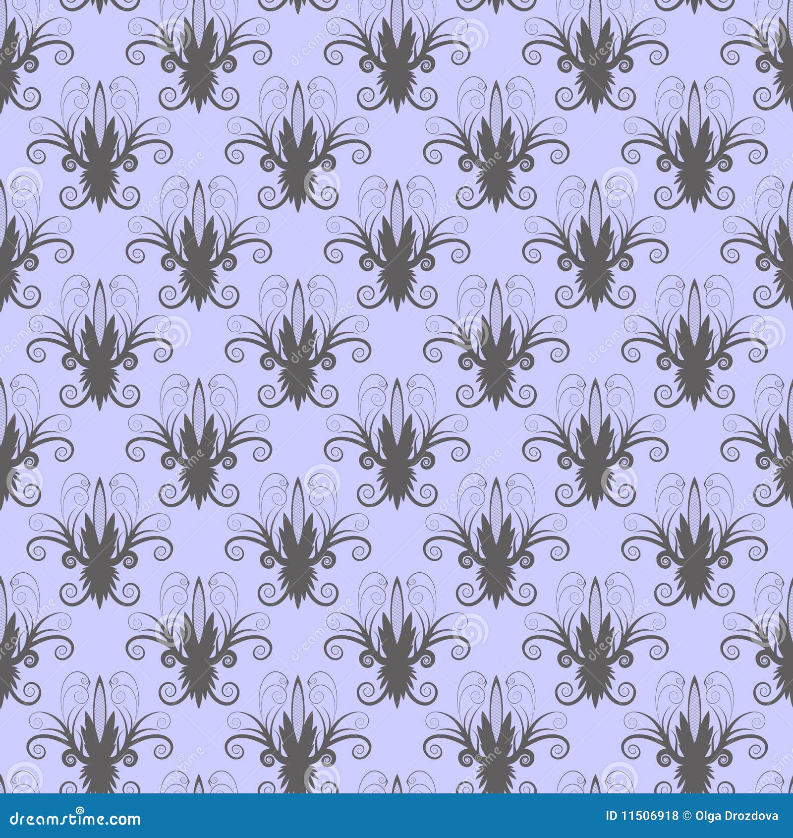 Grey Seamless Floral Pattern (vector) Stock Vector - Illustration of ...