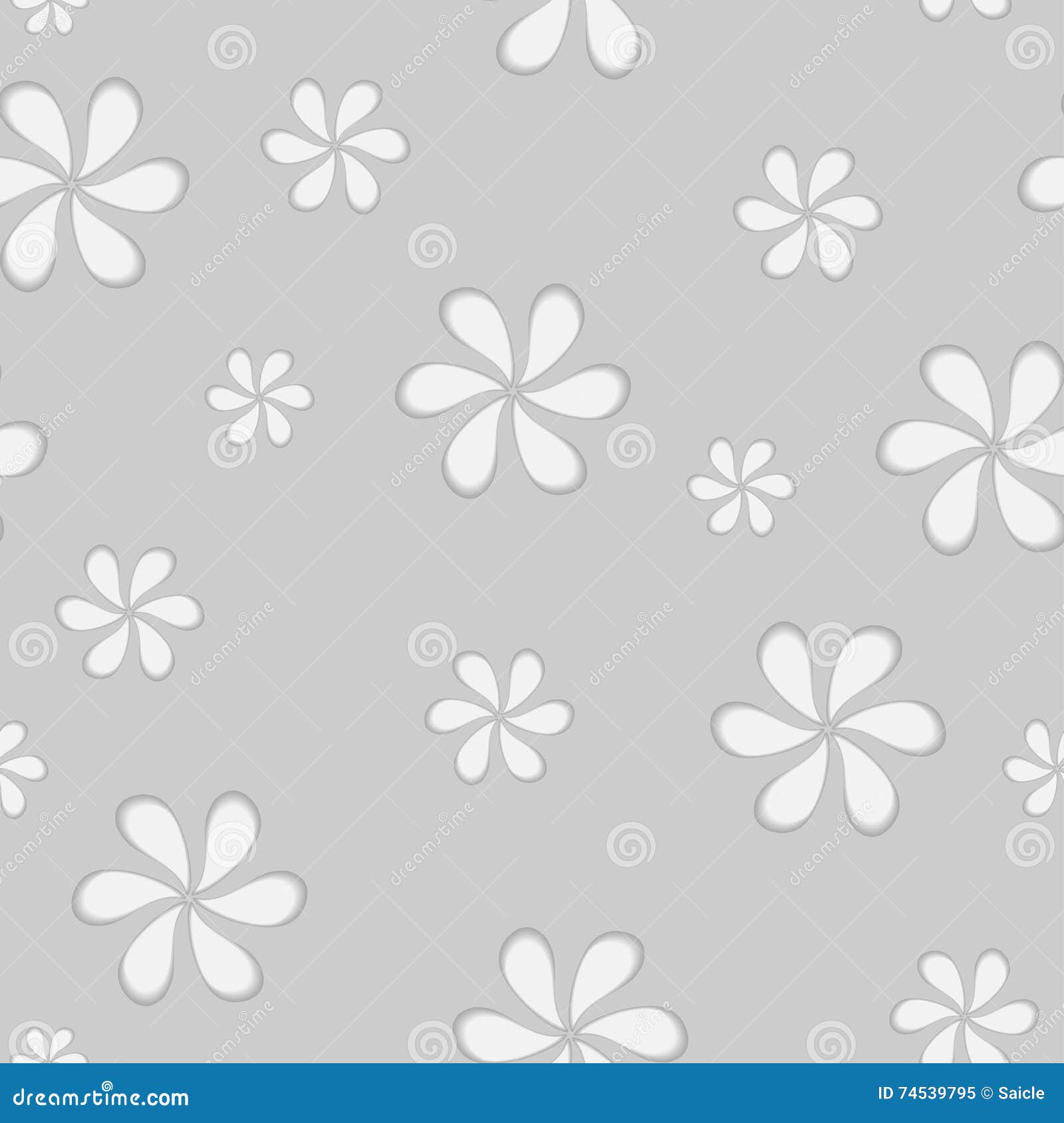 Grey Seamless Flowers Vector Background Stock Vector - Illustration of ...