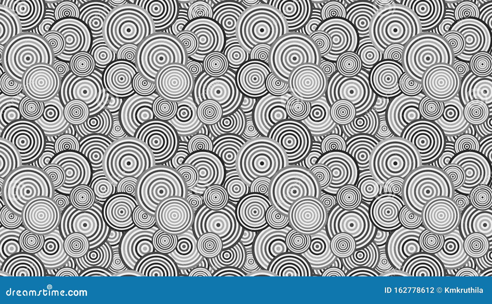 Grey Seamless Overlapping Concentric Circles Pattern Background Vector ...