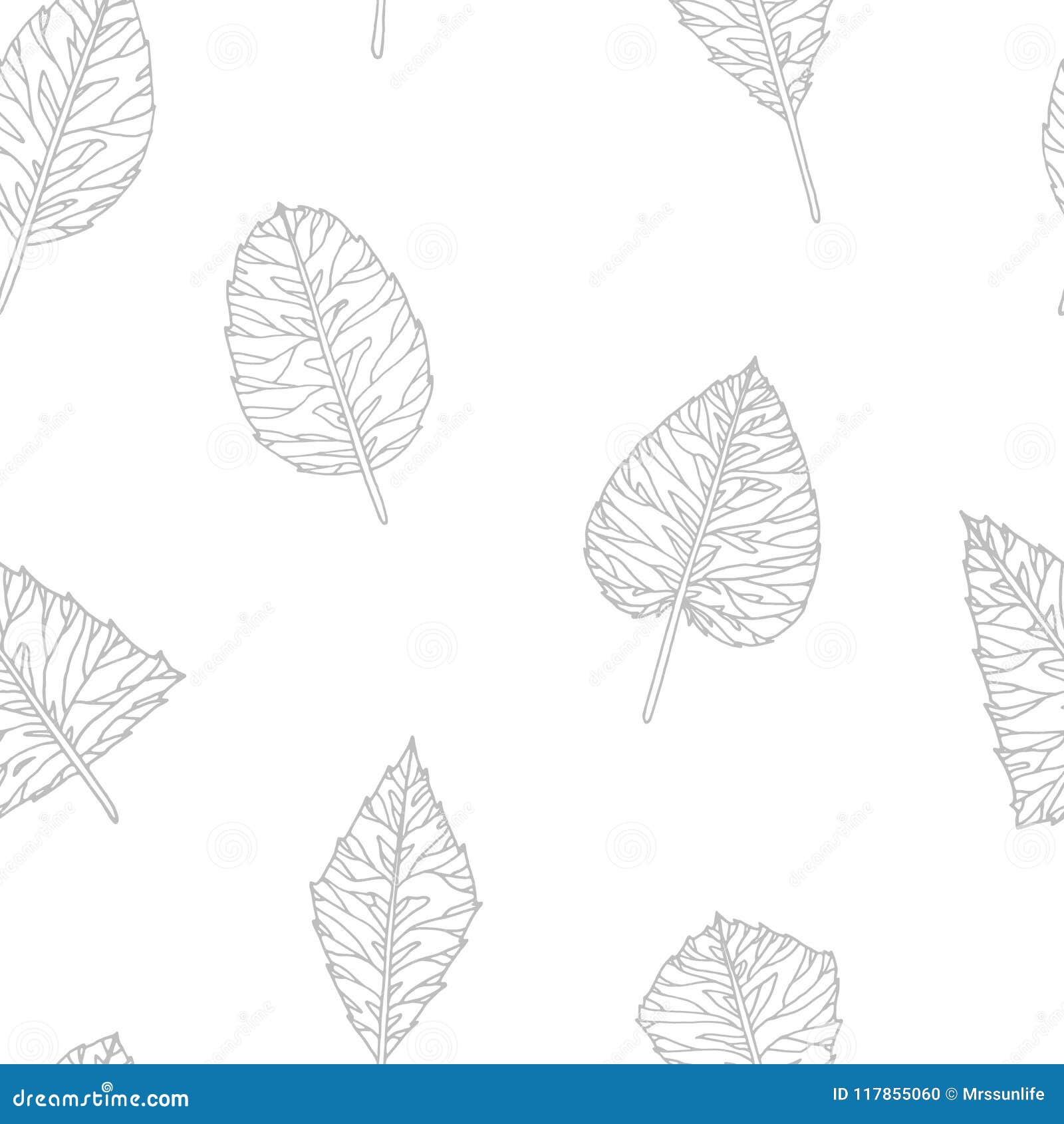 Grey Seamless Texture Pattern from Leaves Stock Vector - Illustration ...