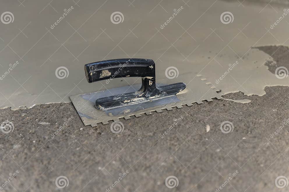 Grey Self-leveling Screed, New Floor Layer, Man Hand Stock Photo ...