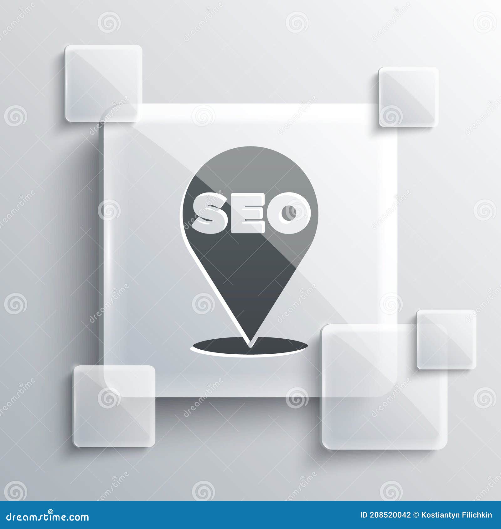 Grey SEO Optimization Icon Isolated on Grey Background. Square Glass ...