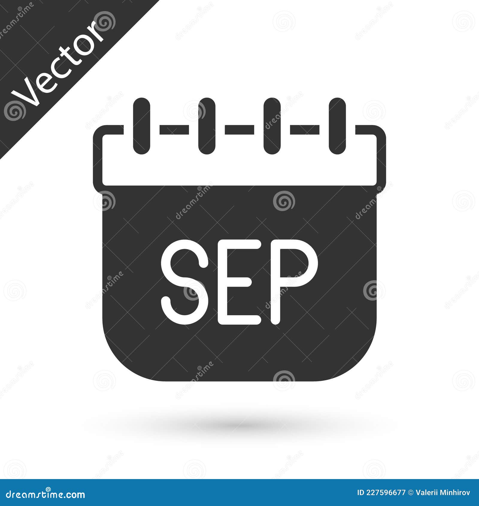 Grey September Calendar Autumn Icon Isolated on White Background ...