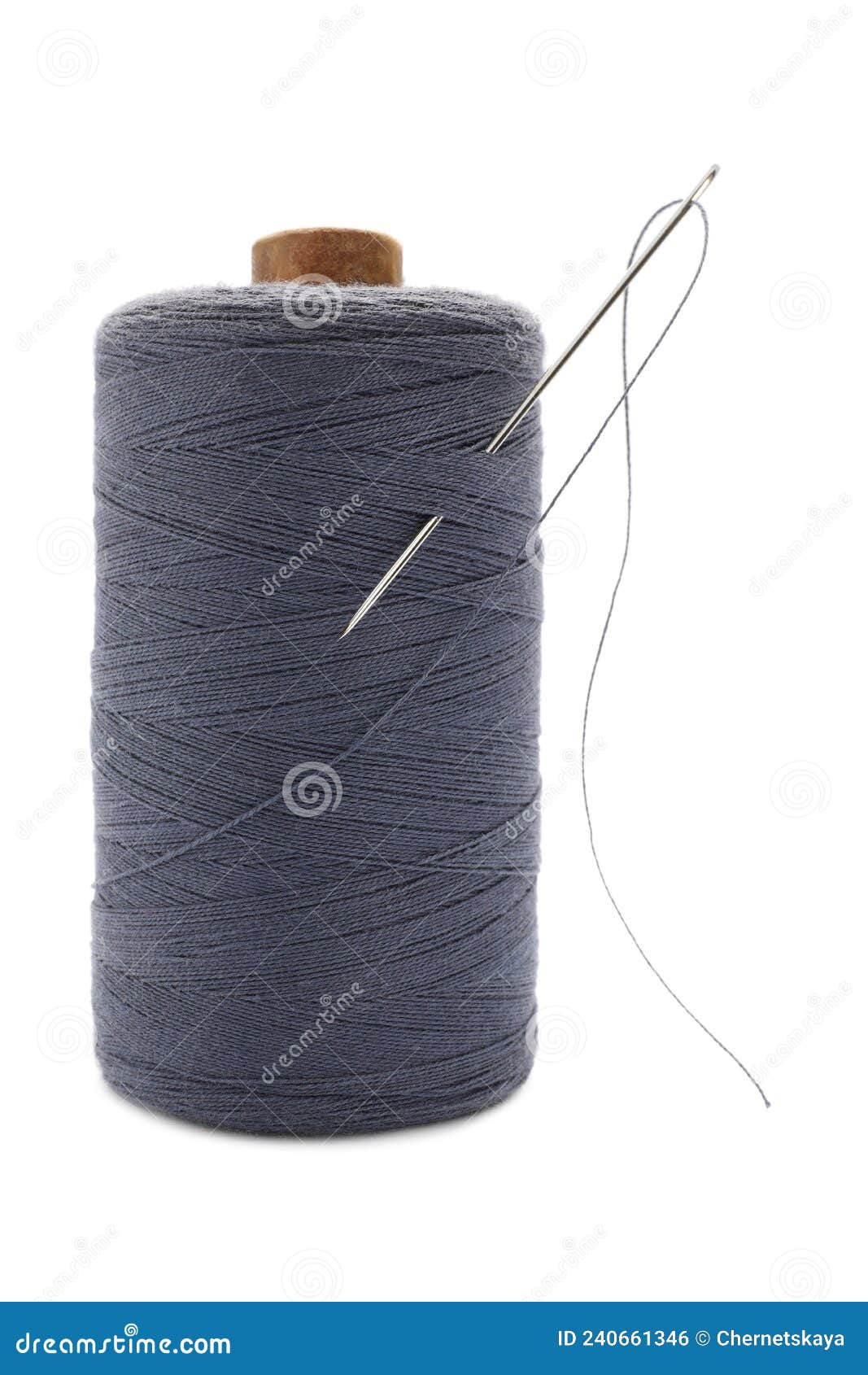 Grey Sewing Thread with Needle on White Background Stock Photo - Image ...