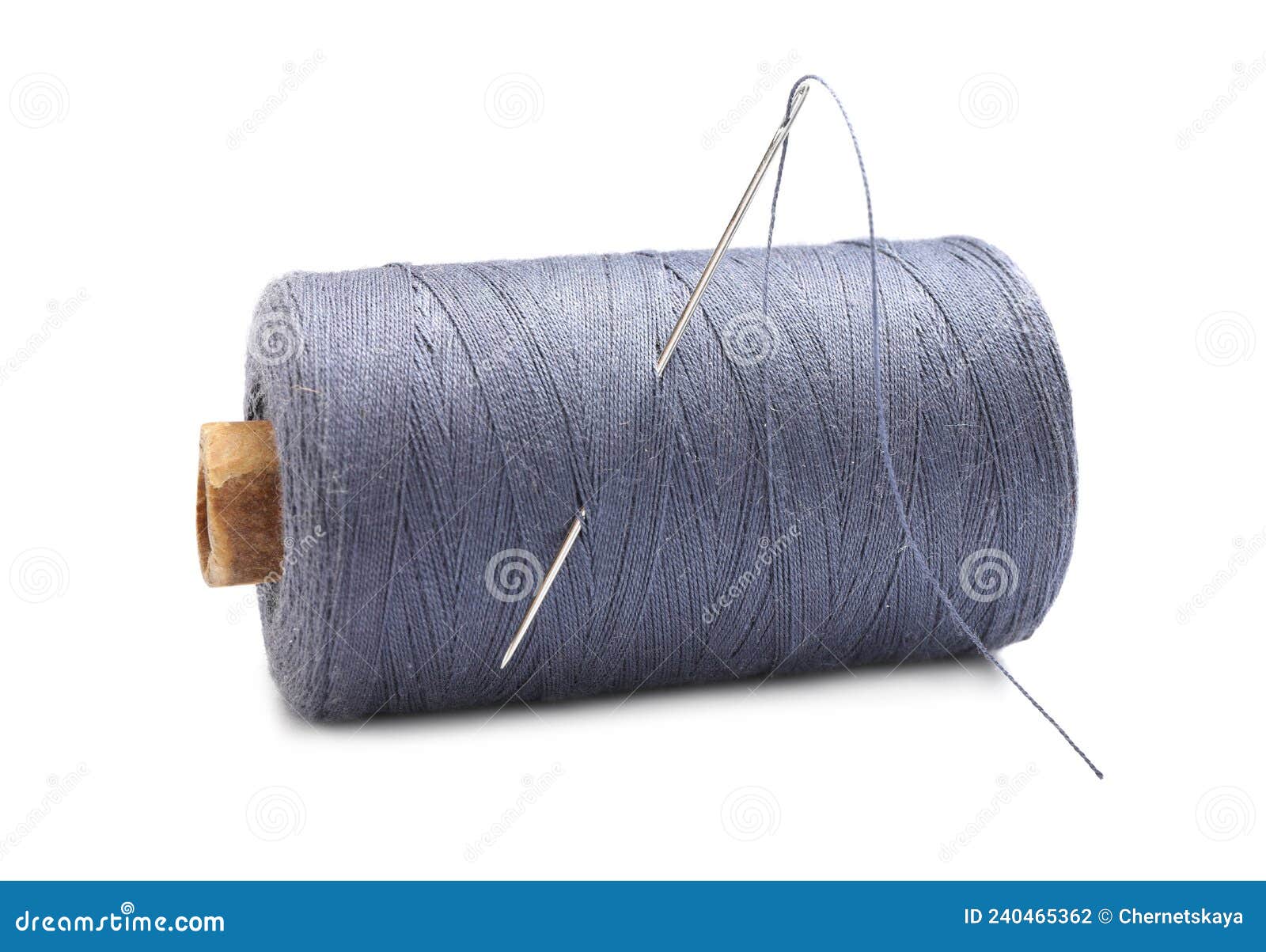 Grey Sewing Thread with Needle on White Background Stock Photo - Image ...
