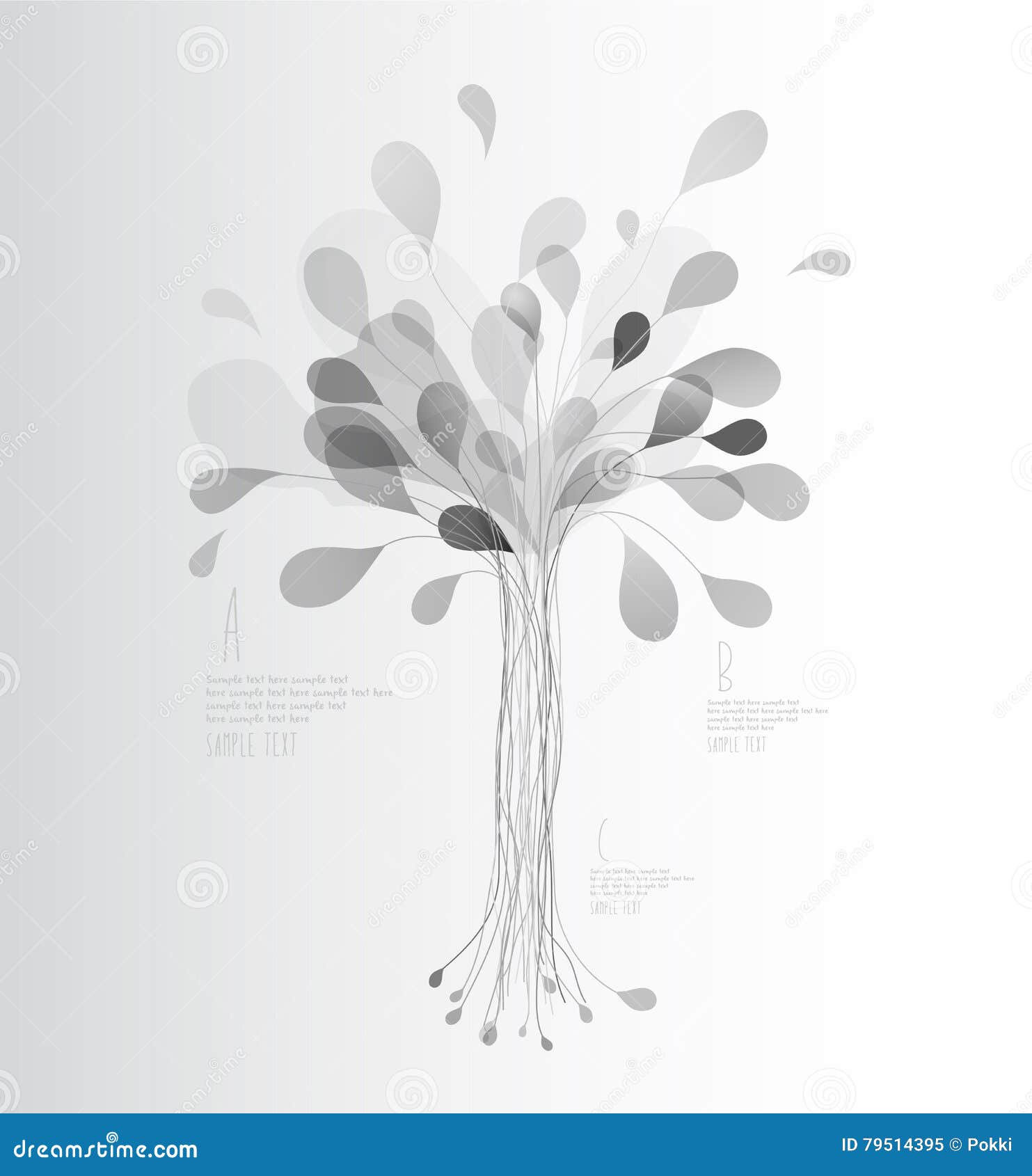 Grey Shades Tree Created from Lines and Leafs. Stock Vector ...