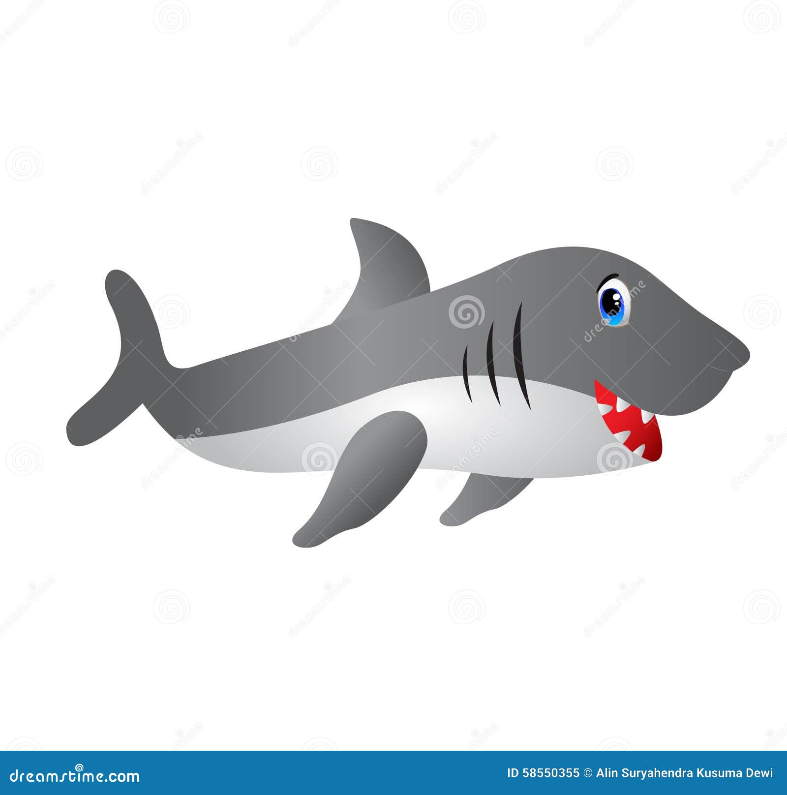 Grey Shark Cartoon with Teeth Stock Vector - Illustration of marine ...