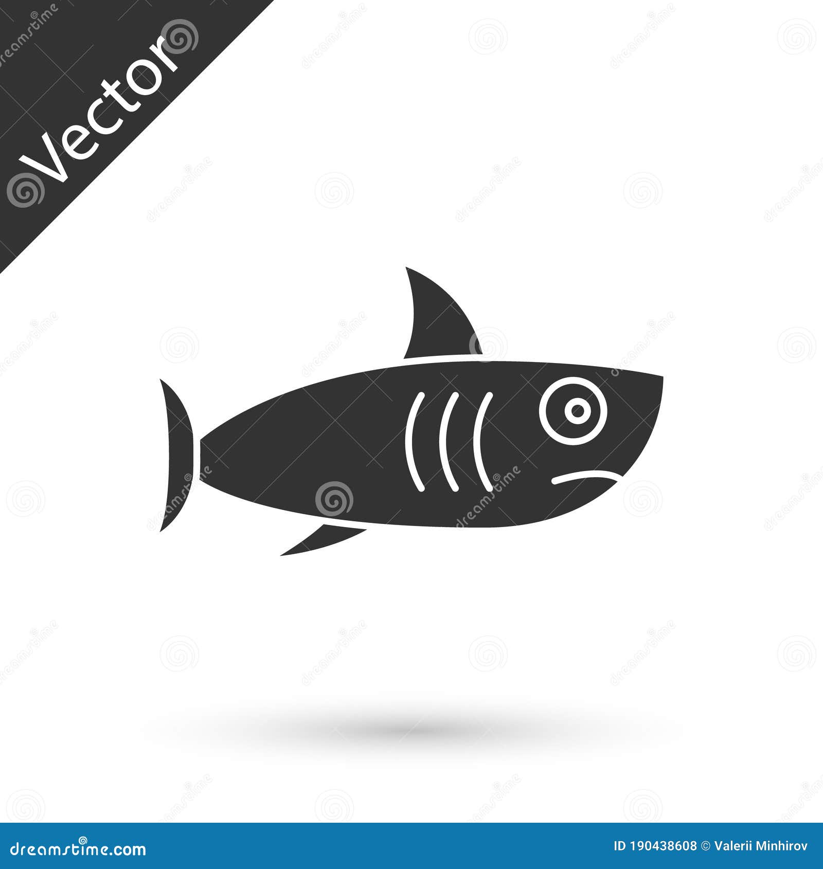 Grey Shark Icon Isolated on White Background. Vector Stock Vector ...
