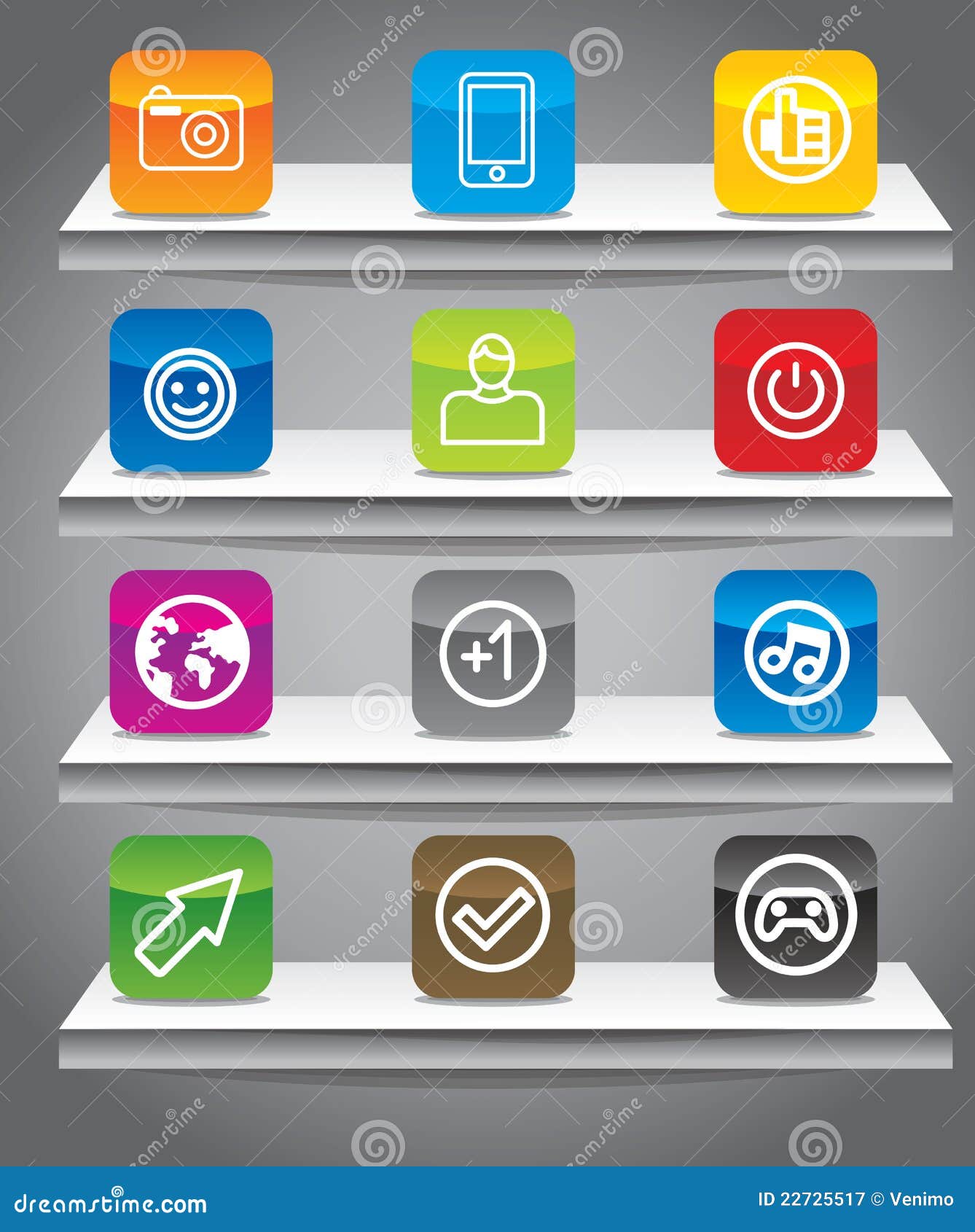 Grey Shelves with Computer Icons Stock Vector - Illustration of ...