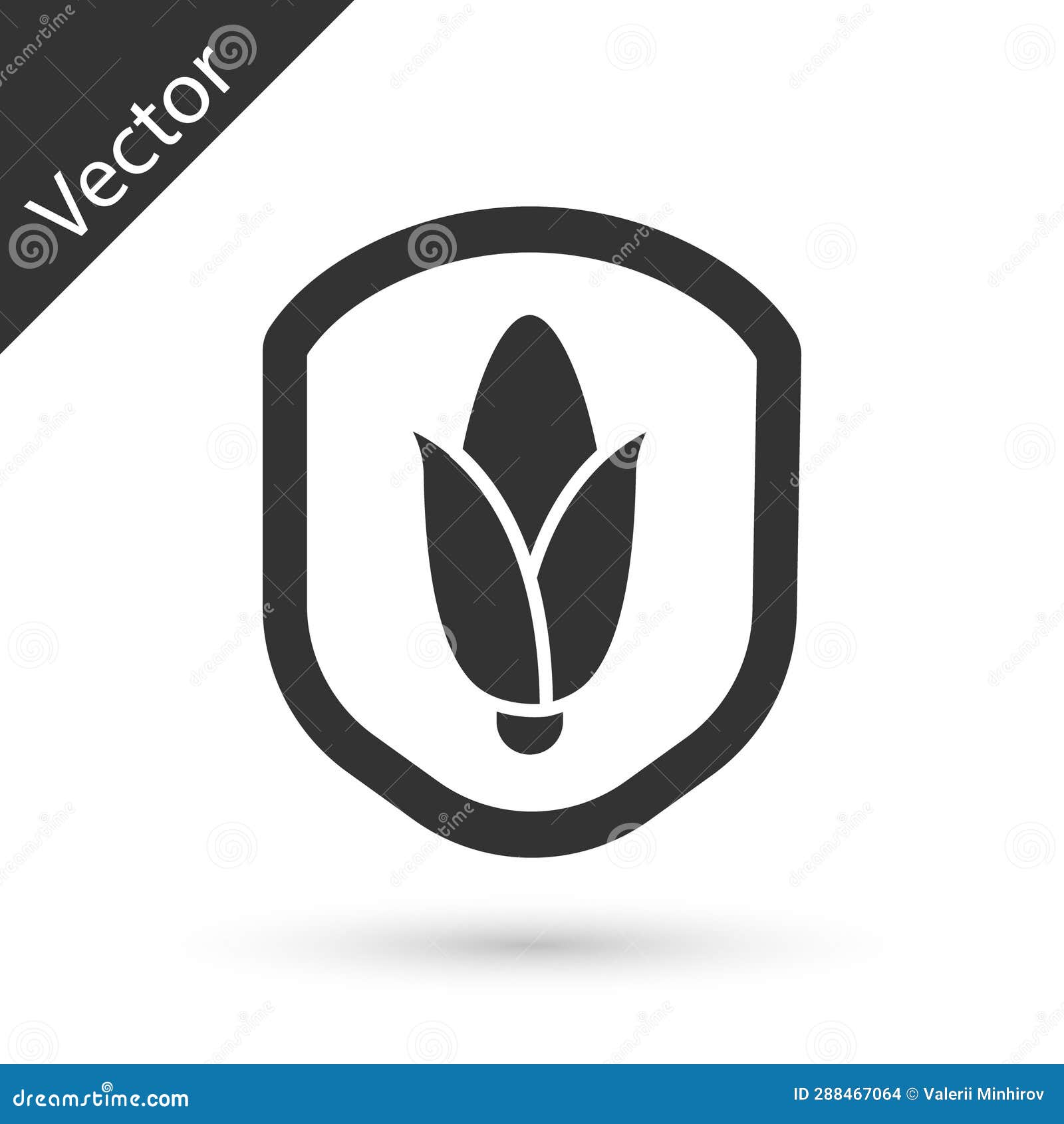 Grey Shield Corn Icon Isolated on White Background. Security, Safety ...
