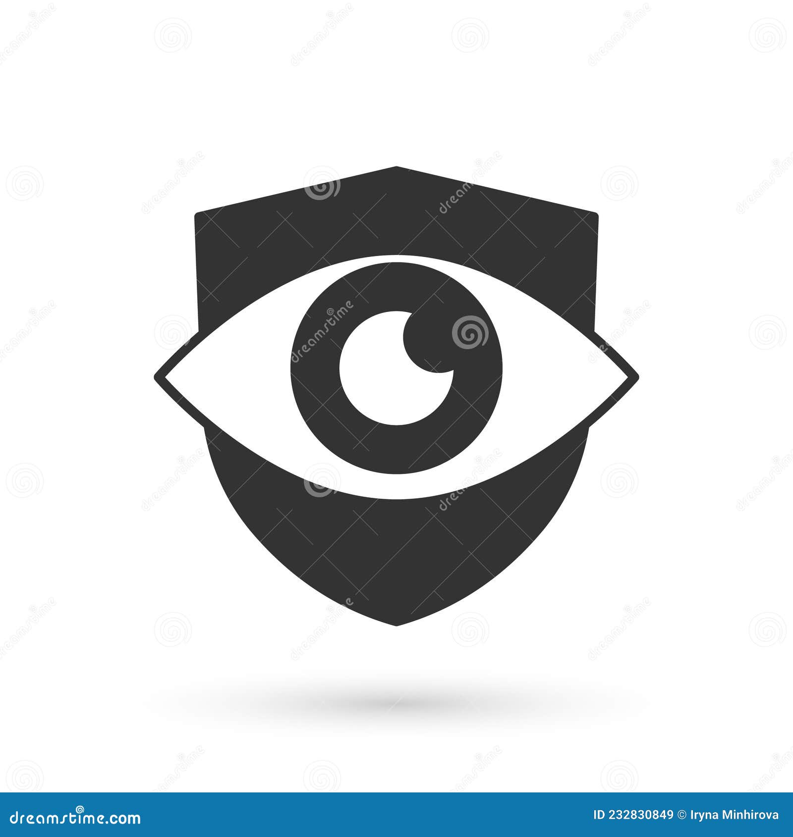 Grey Shield and Eye Icon Isolated on White Background. Security, Safety ...