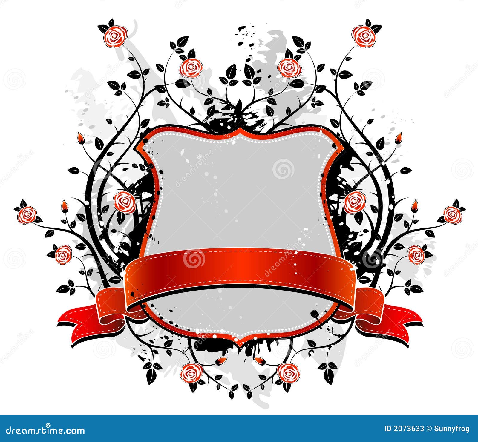 Grey Shield and Roses, Vector Stock Vector - Illustration of insignia ...