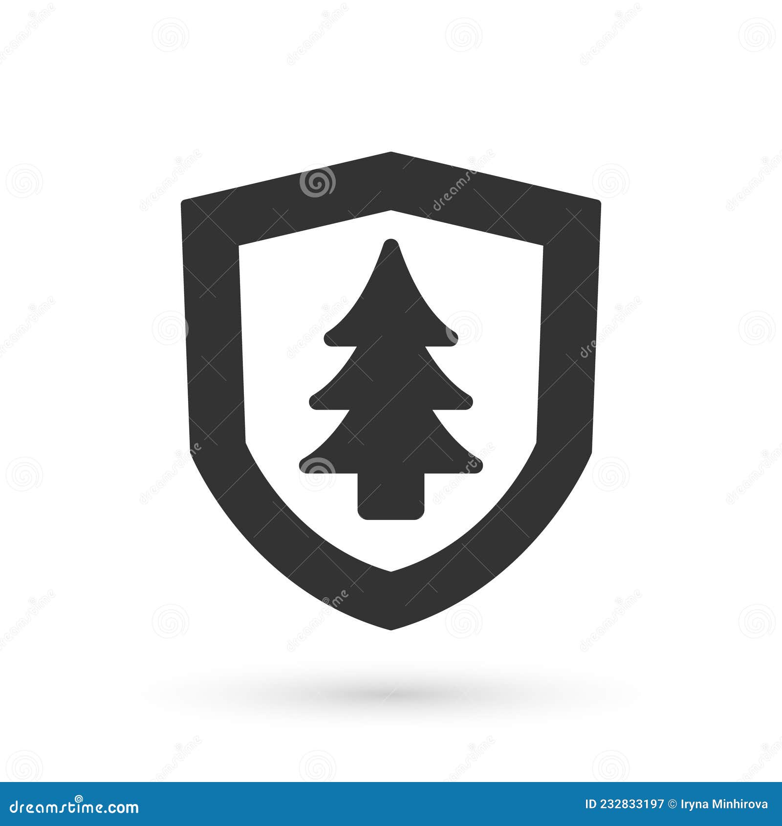 Grey Shield with Tree Icon Isolated on White Background. Eco-friendly ...
