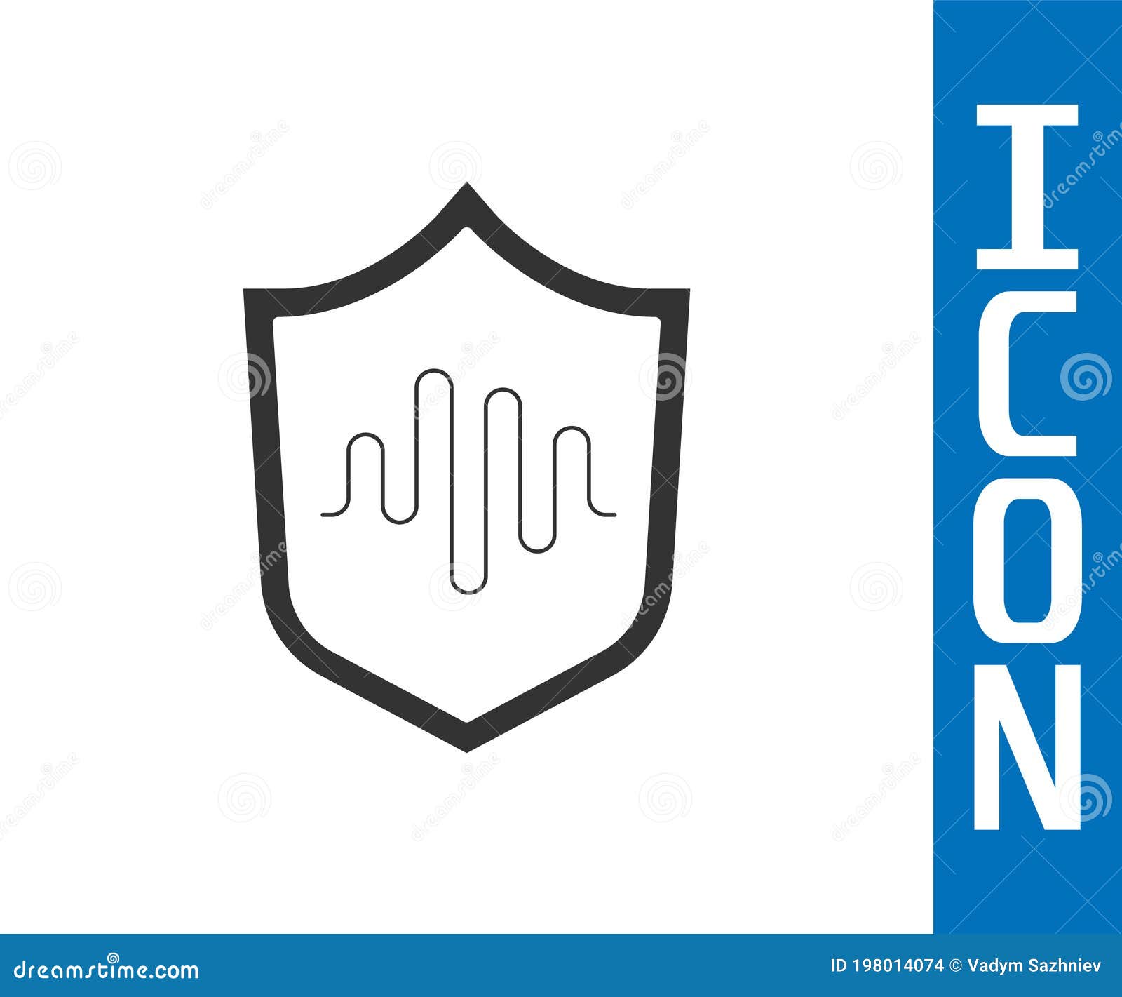 Grey Shield Voice Recognition Icon Isolated on White Background. Voice ...