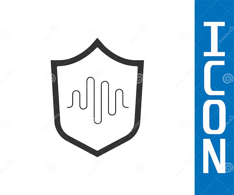 Grey Shield Voice Recognition Icon Isolated on White Background. Voice ...