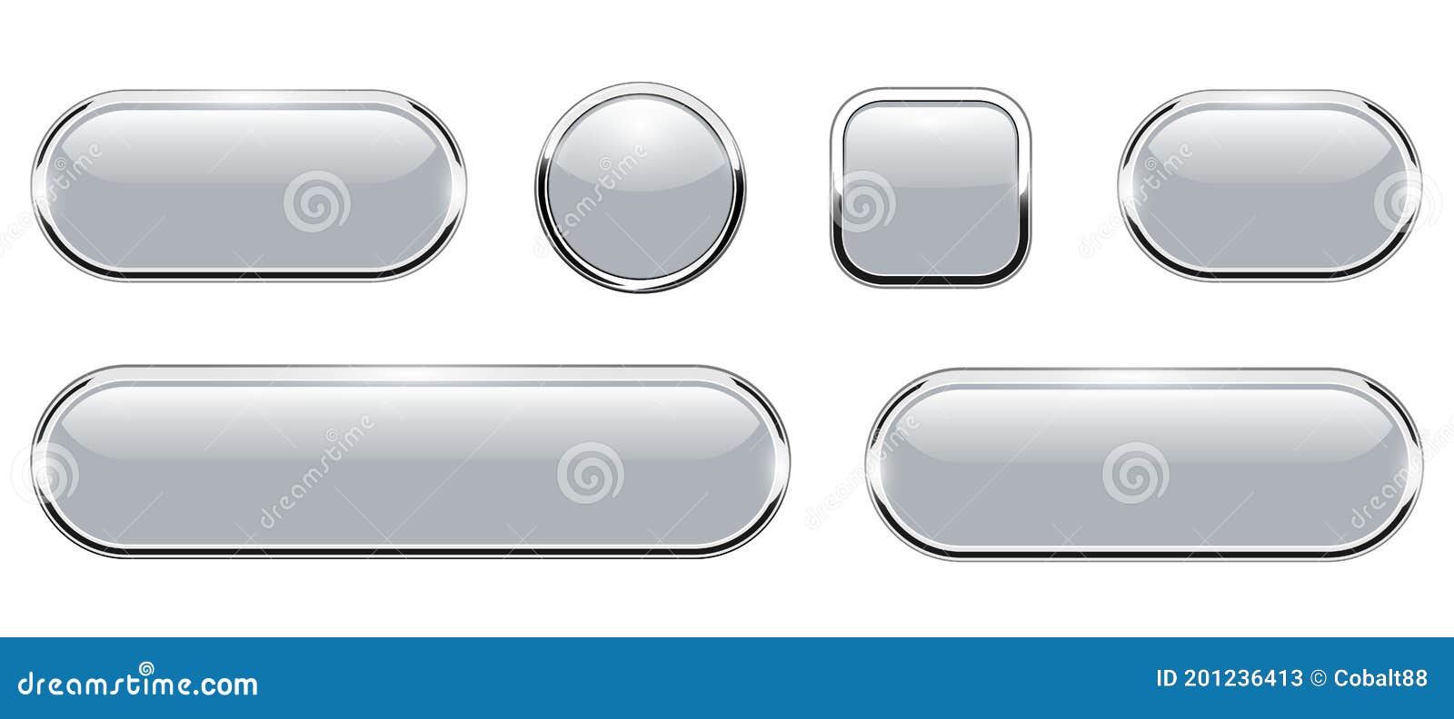 Grey Shiny Buttons Set, Glossy Isolated Icons Stock Vector ...