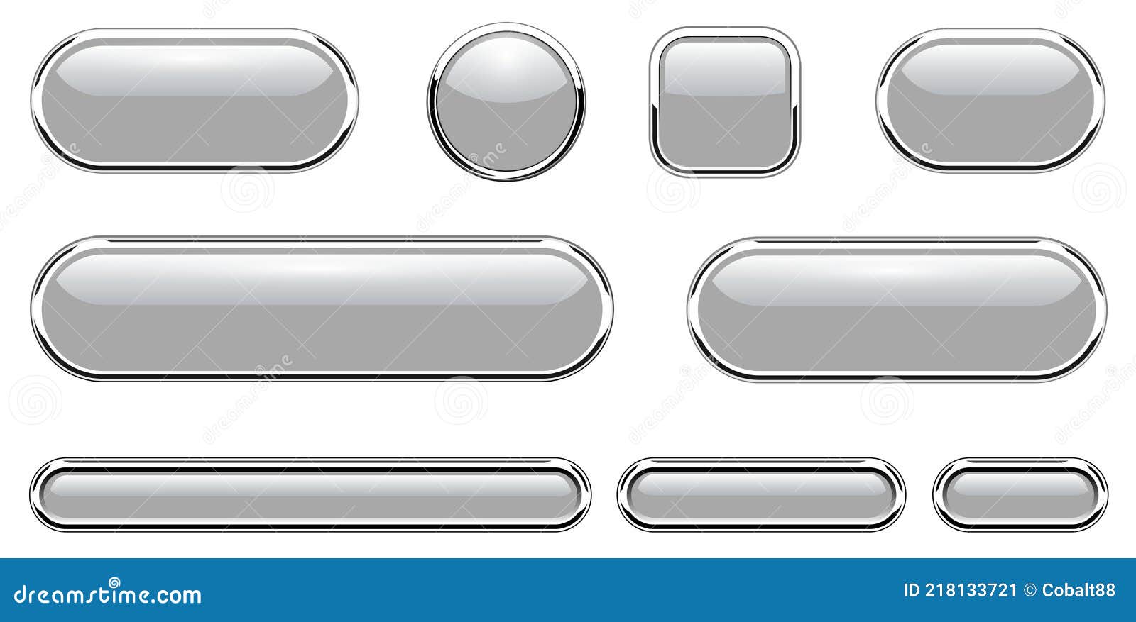 Grey Shiny Buttons Set, Glossy Isolated Icons Stock Vector ...