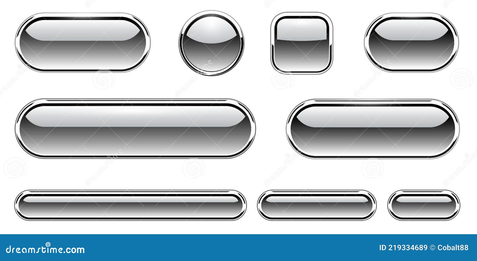 Grey Shiny Buttons Set, Glossy Isolated Icons Stock Vector ...