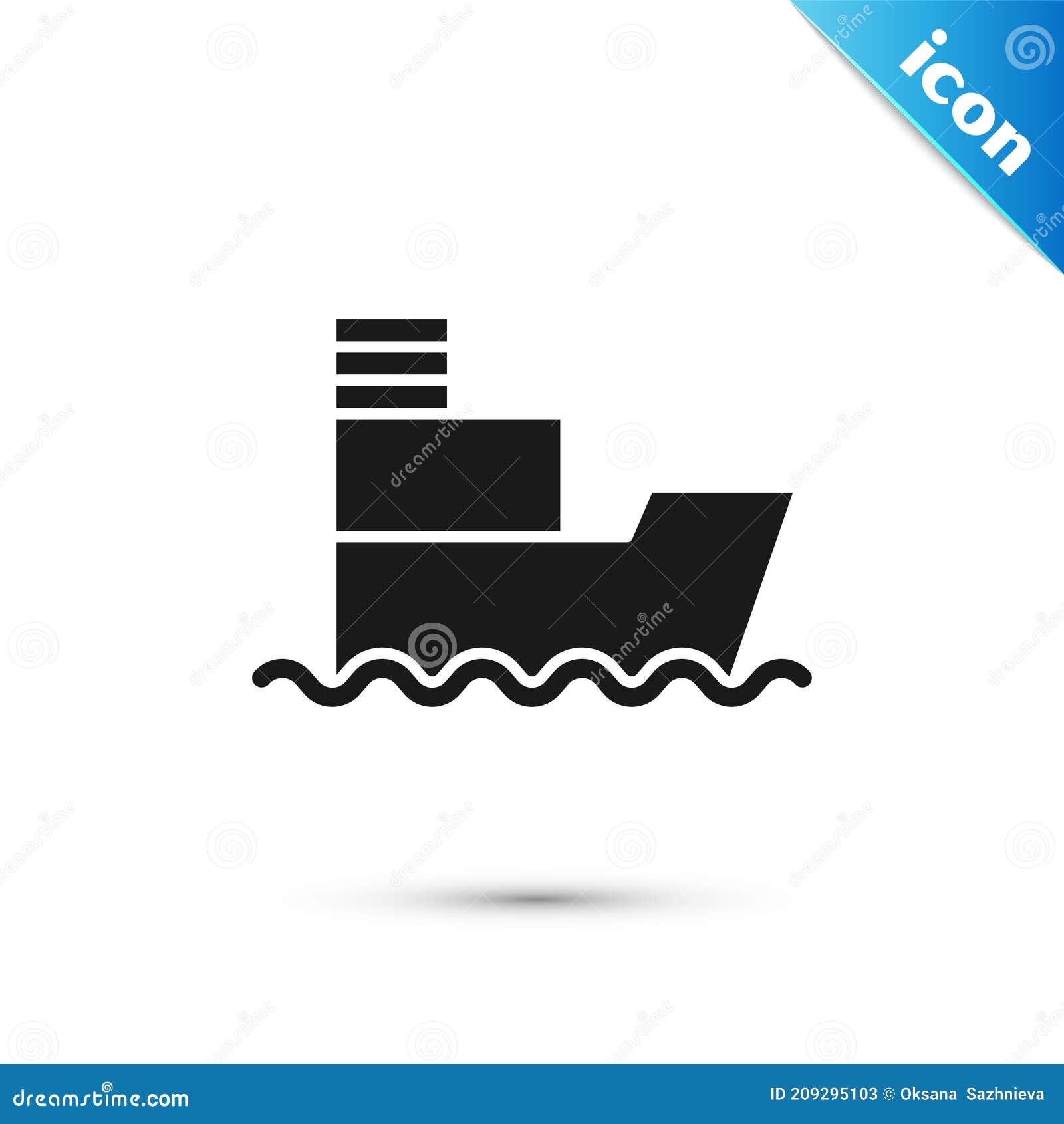 Grey Ship Icon Isolated on White Background. Insurance Concept ...