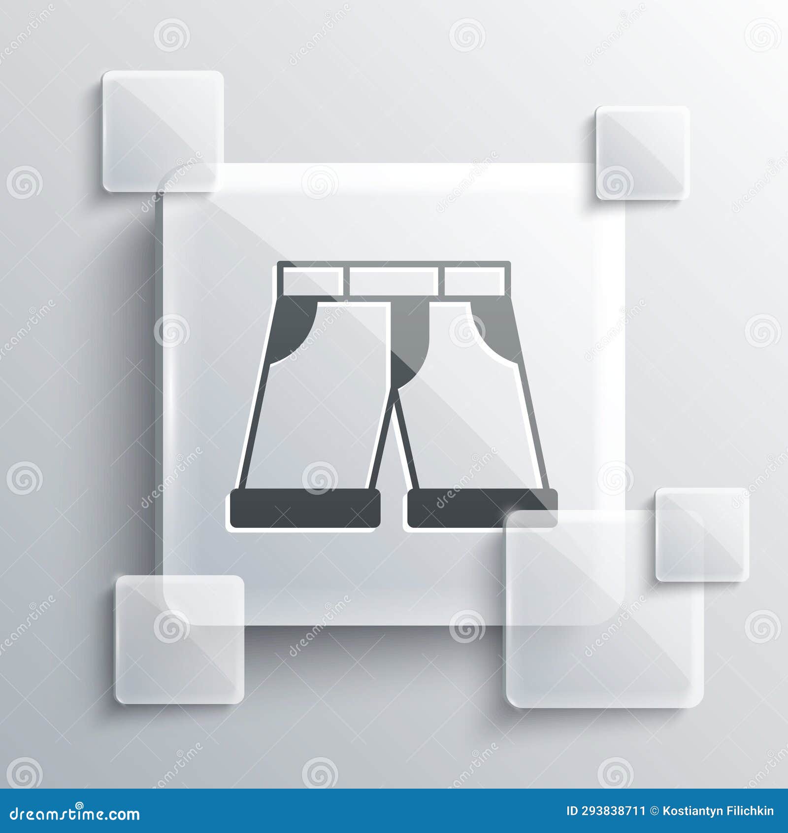 Grey Short or Pants Icon Isolated on Grey Background. Square Glass ...