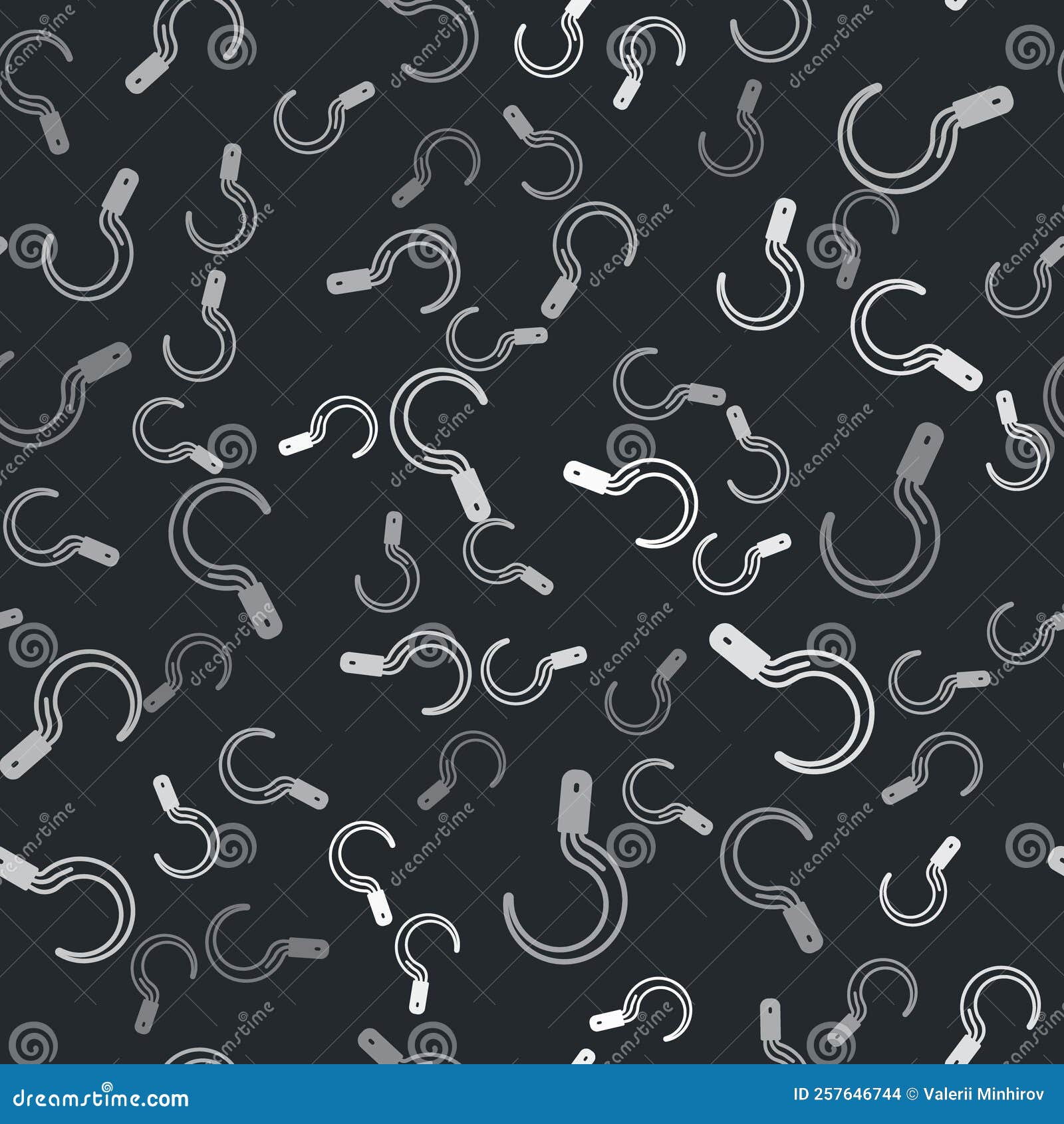 Grey Sickle Icon Isolated Seamless Pattern on Black Background. Reaping ...