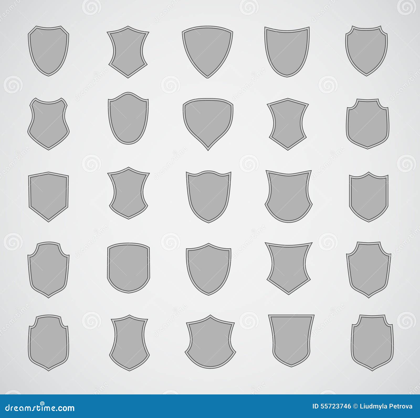 Grey Silhouette Shield Design Set of Various Stock Vector ...