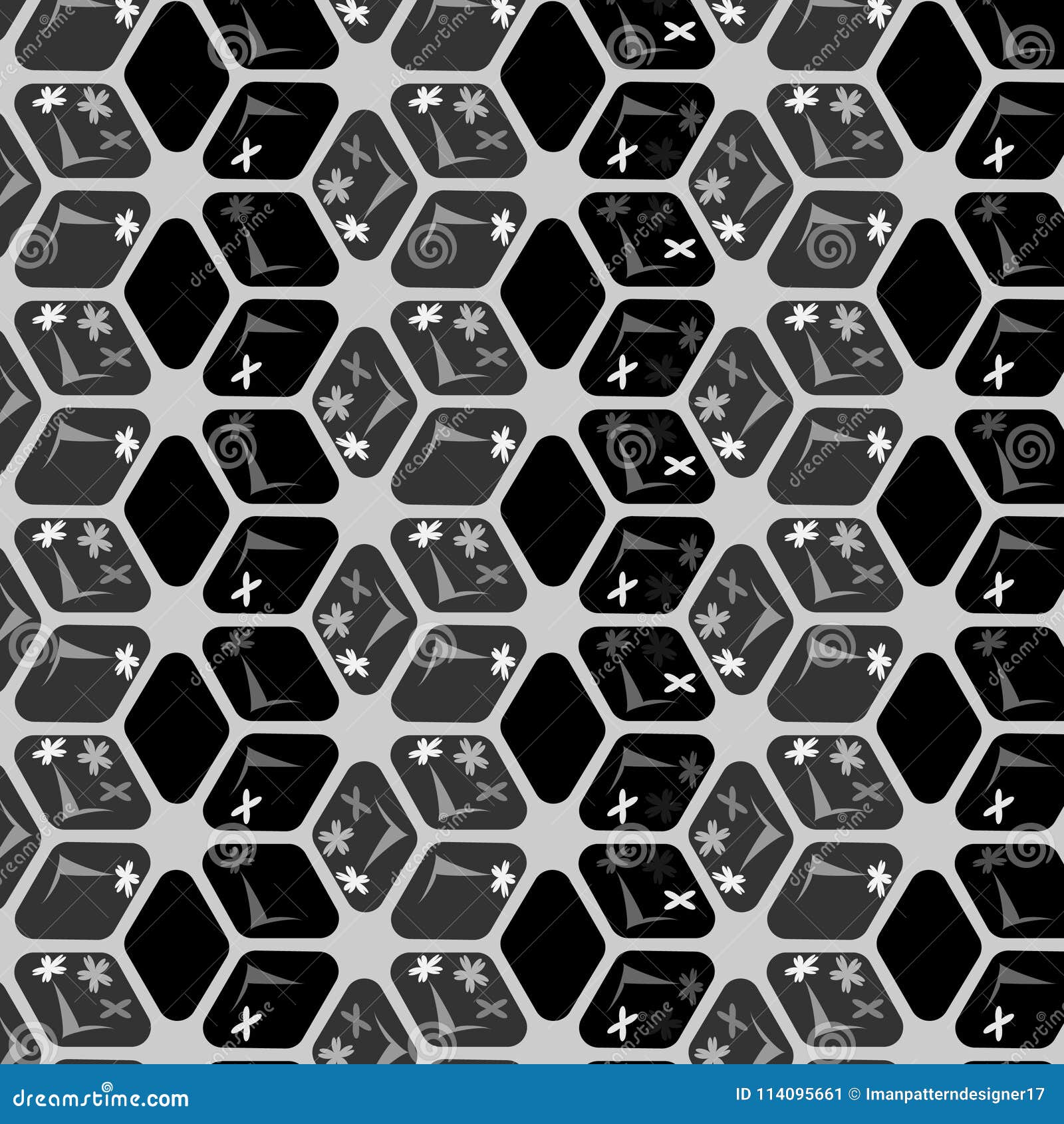 Grey Silver Decorated Hexagons in a Repeating Pattern Stock Vector ...