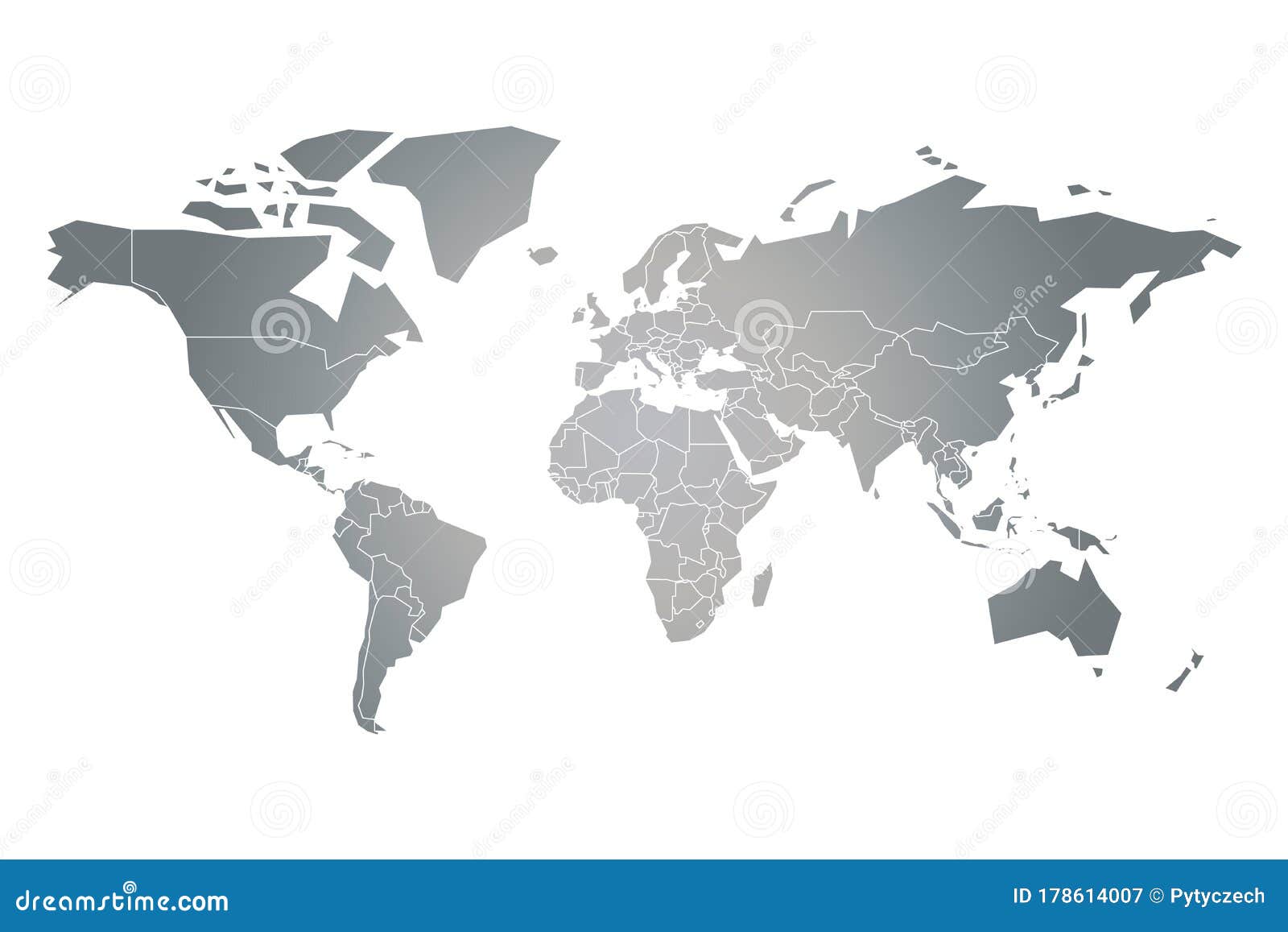 Grey Simplified Silhouette of World Map. Vector Illustration Isolated ...