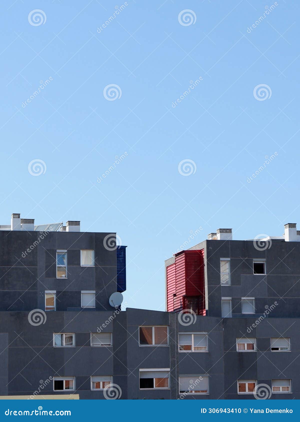 Grey Simplistic Lines of Modern Buildings Against the Clear Sky. Modern ...