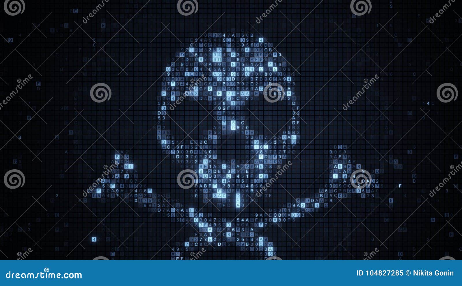 Grey Skull Symbol of Digital HEX Code Stock Illustration - Illustration ...