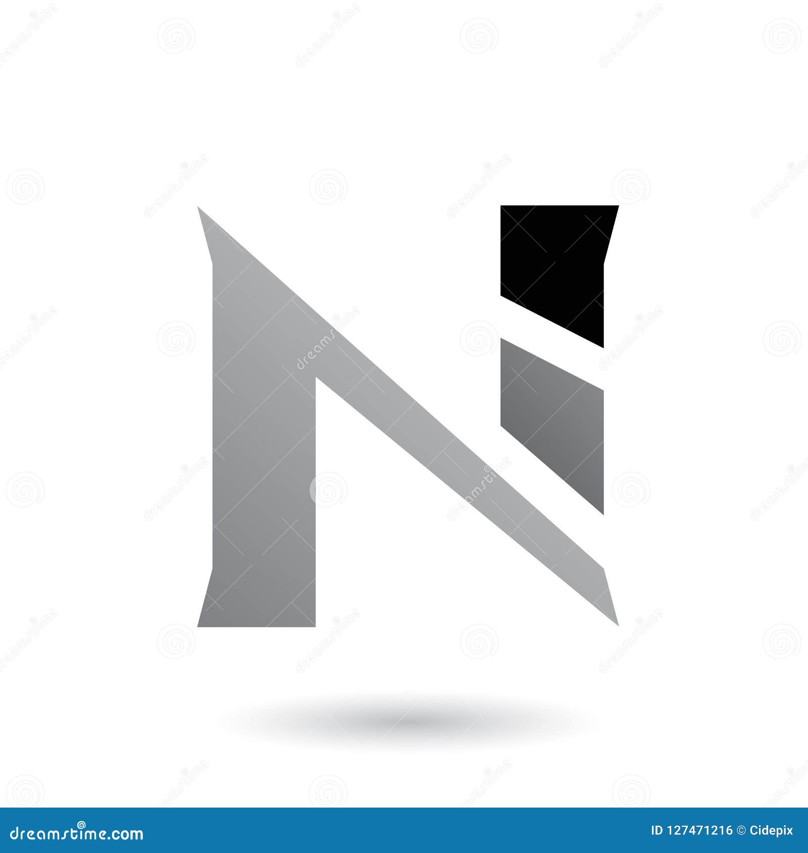 Grey Sliced Letter N Vector Illustration Stock Vector - Illustration of ...