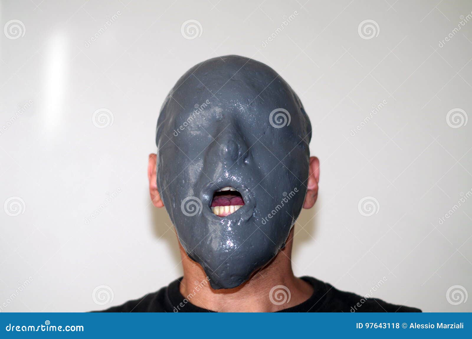 Grey slimed face stock photo. Image of mask, terror, scared - 97643118