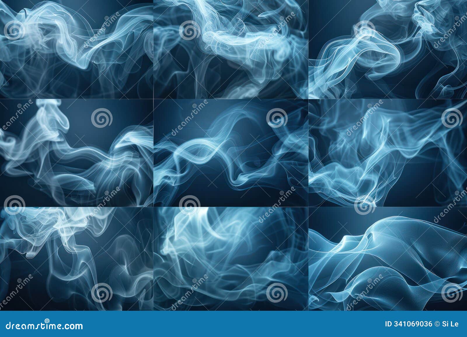 Grey Smoke Collage on Black Background Stock Illustration ...