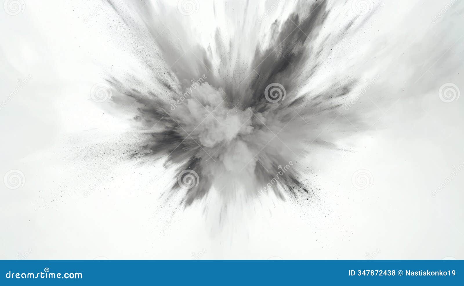 Grey Smoke Explosion on White Background, Abstract Powder Burst. Energy ...