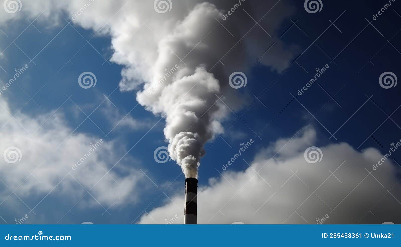 Grey Smoke from Industrial Chimney in a Blue Cloudy Sky Stock Image ...