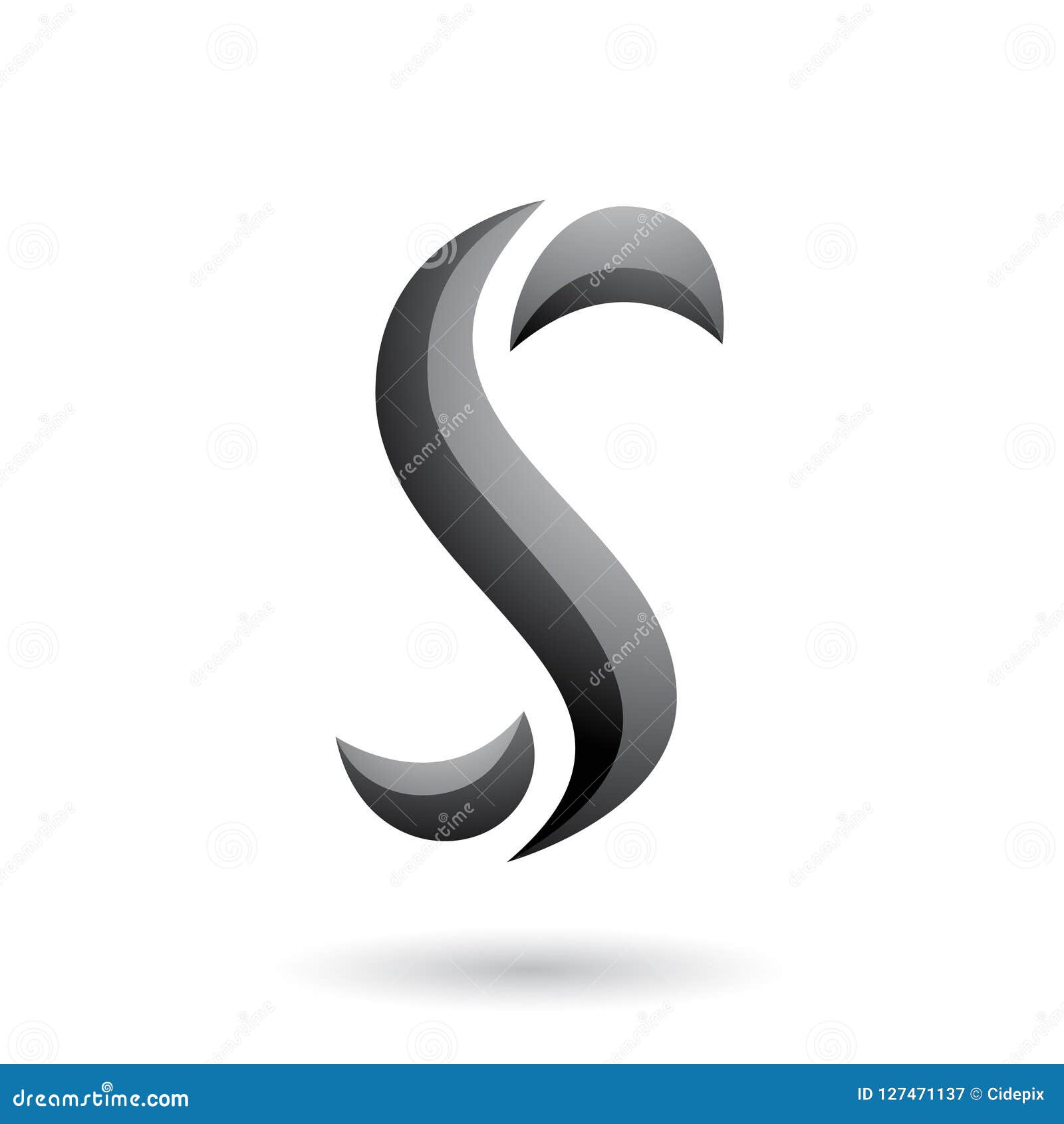 Grey Snake Shaped Letter S Vector Illustration Stock Vector ...