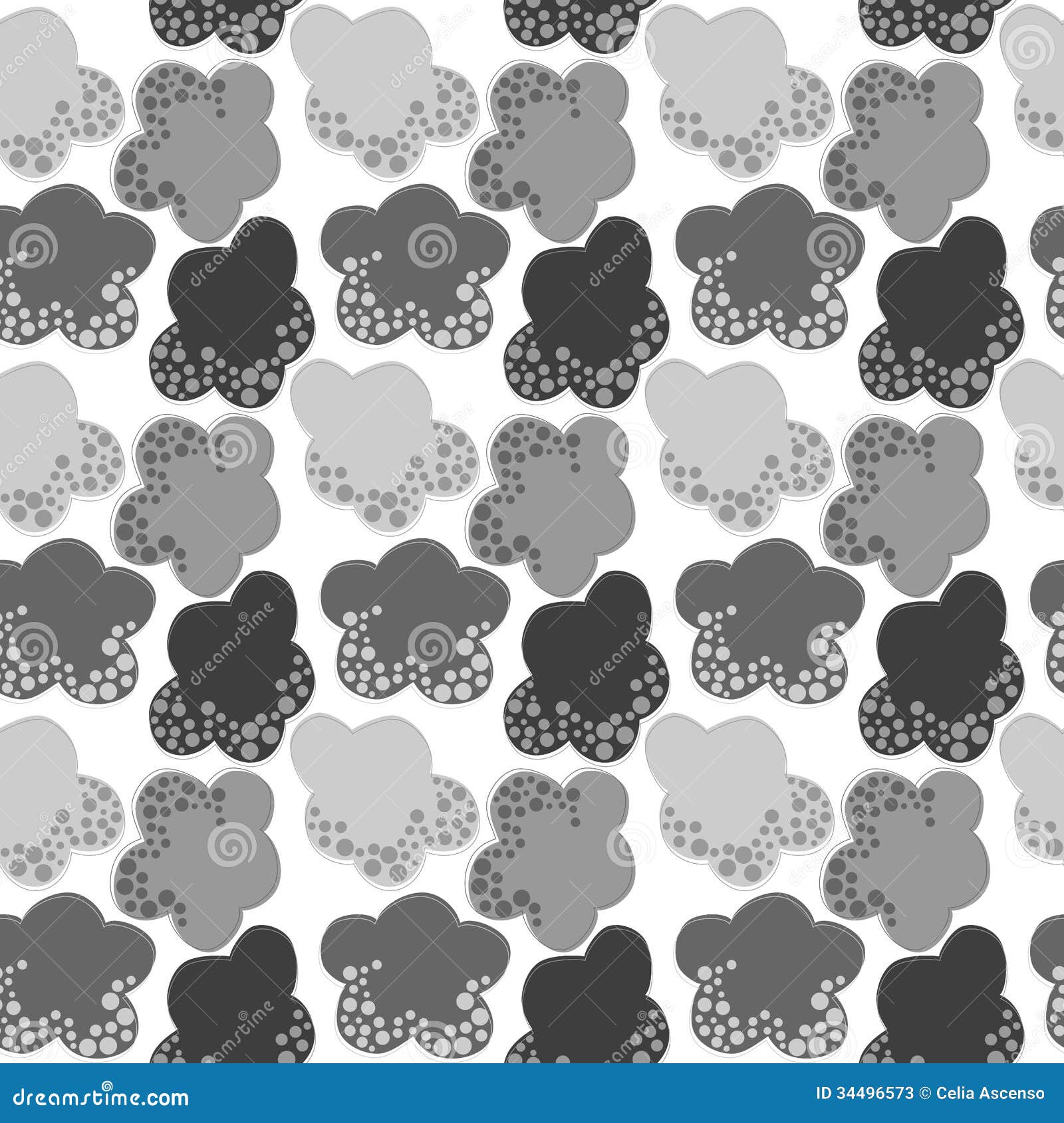 Grey Snow Clouds Seamless Pattern Stock Illustration - Illustration of ...