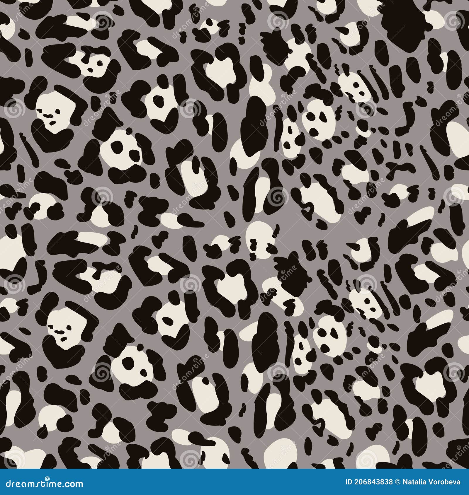 Grey Snow Leopard Pattern Design. Animal Seamless Texture Stock ...