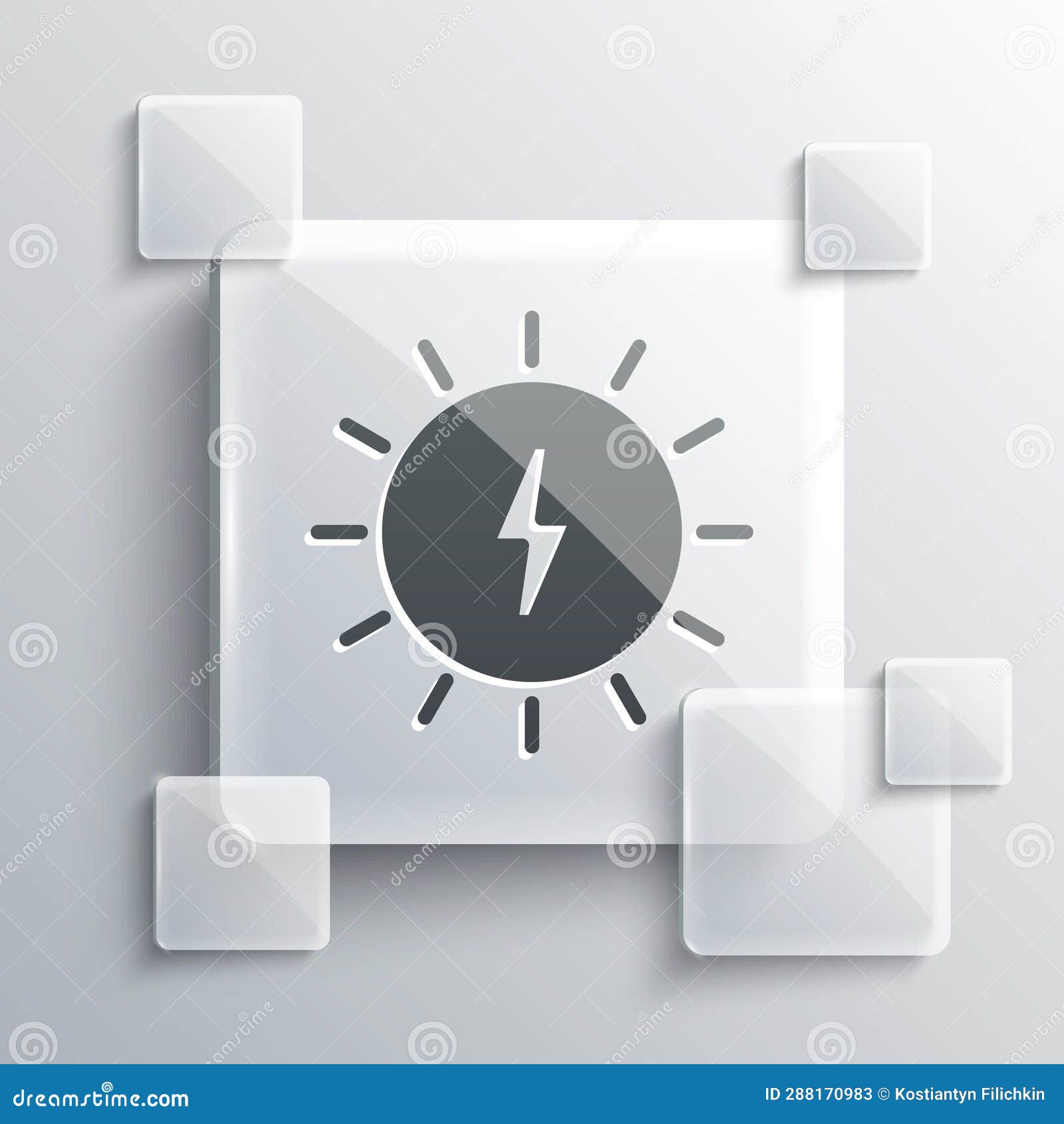 Grey Solar Energy Panel Icon Isolated on Grey Background. Sun with ...