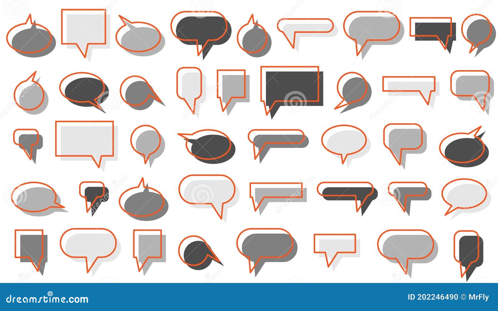 Grey Speech Box Set, Vector Illustration Stock Vector - Illustration of ...