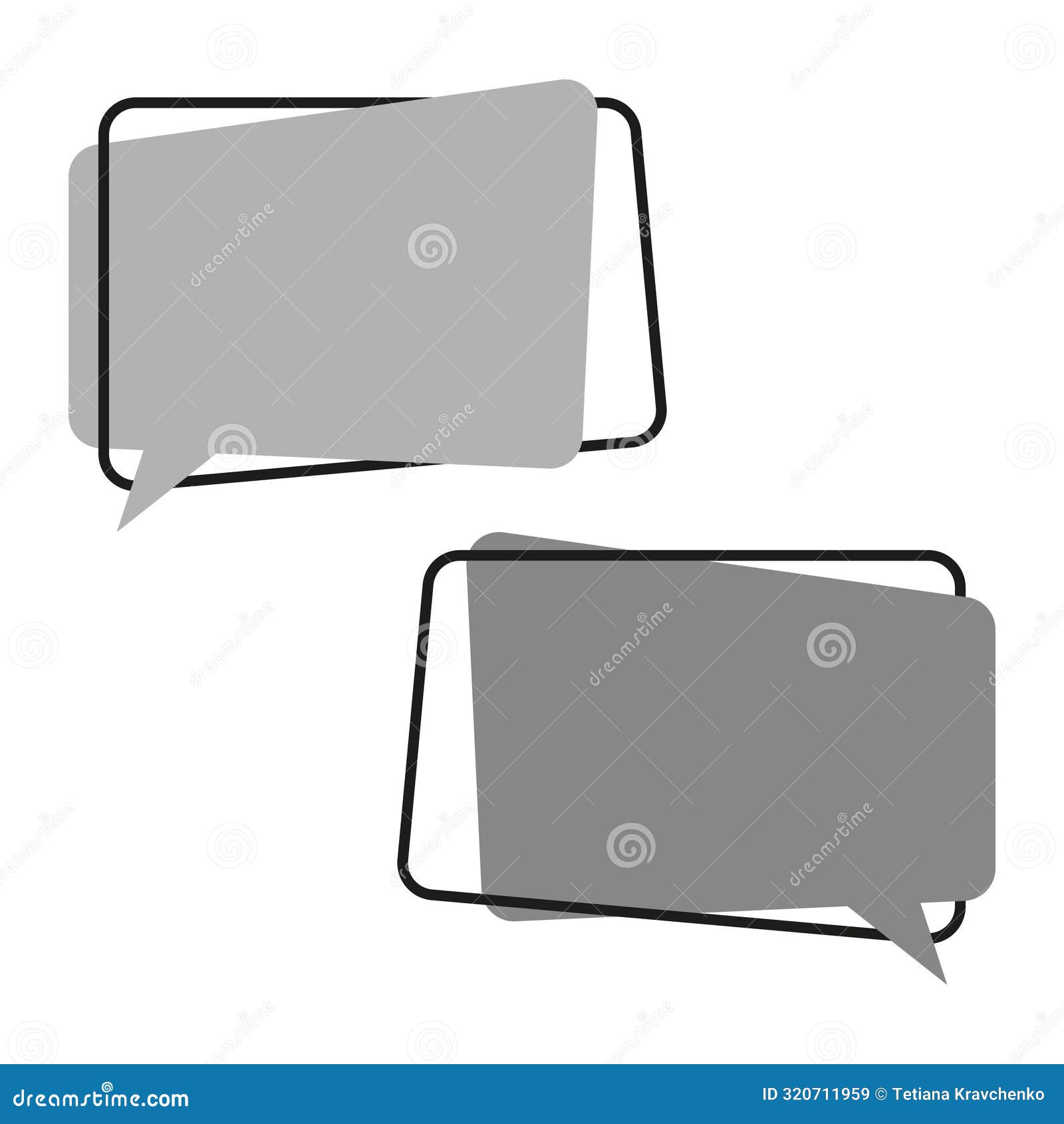 Grey Speech Bubbles. Overlapping Rectangle Shapes. Modern Minimalist ...