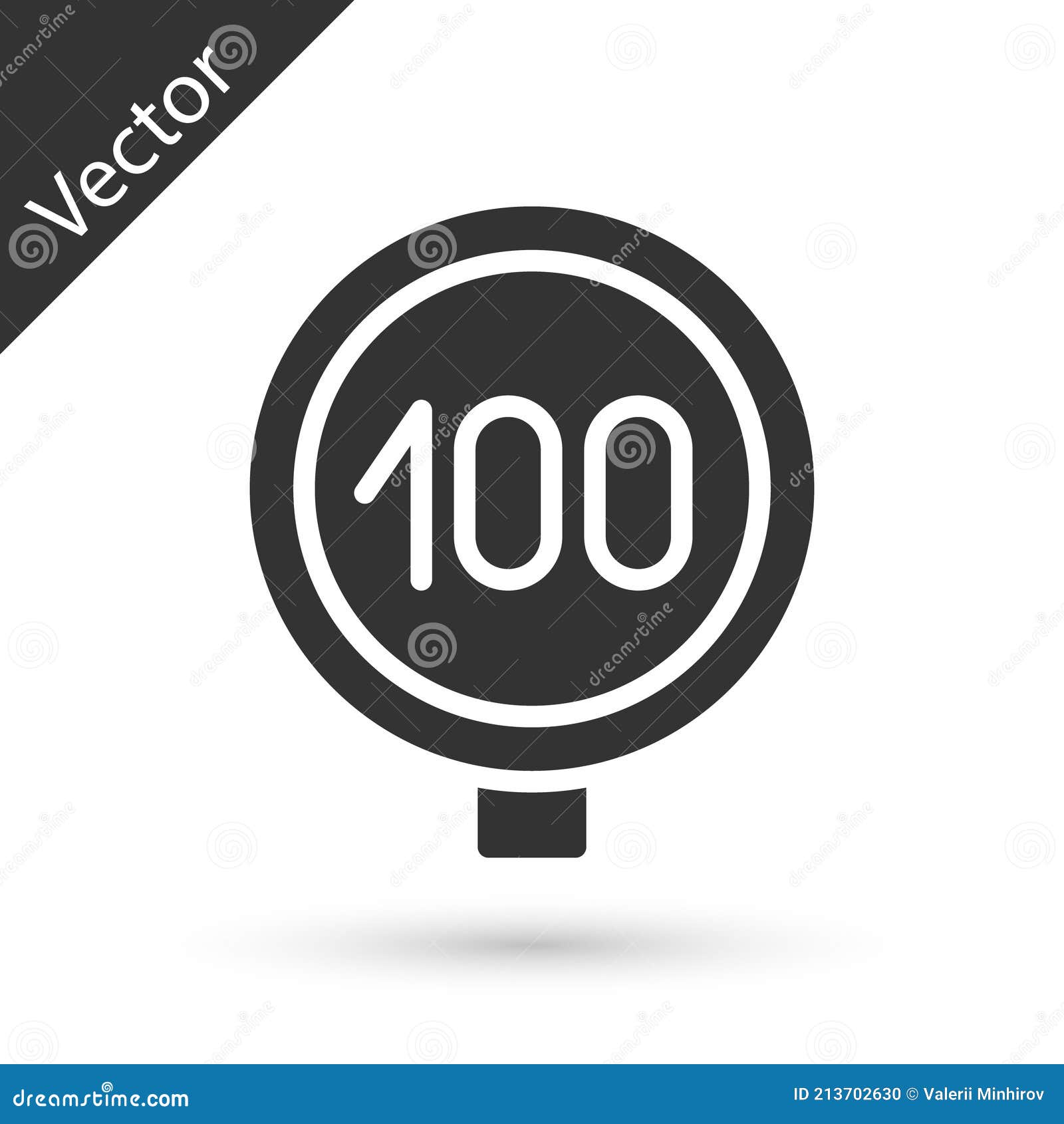 Grey Speed Limit Traffic Sign 100 Km Icon Isolated on White Background ...
