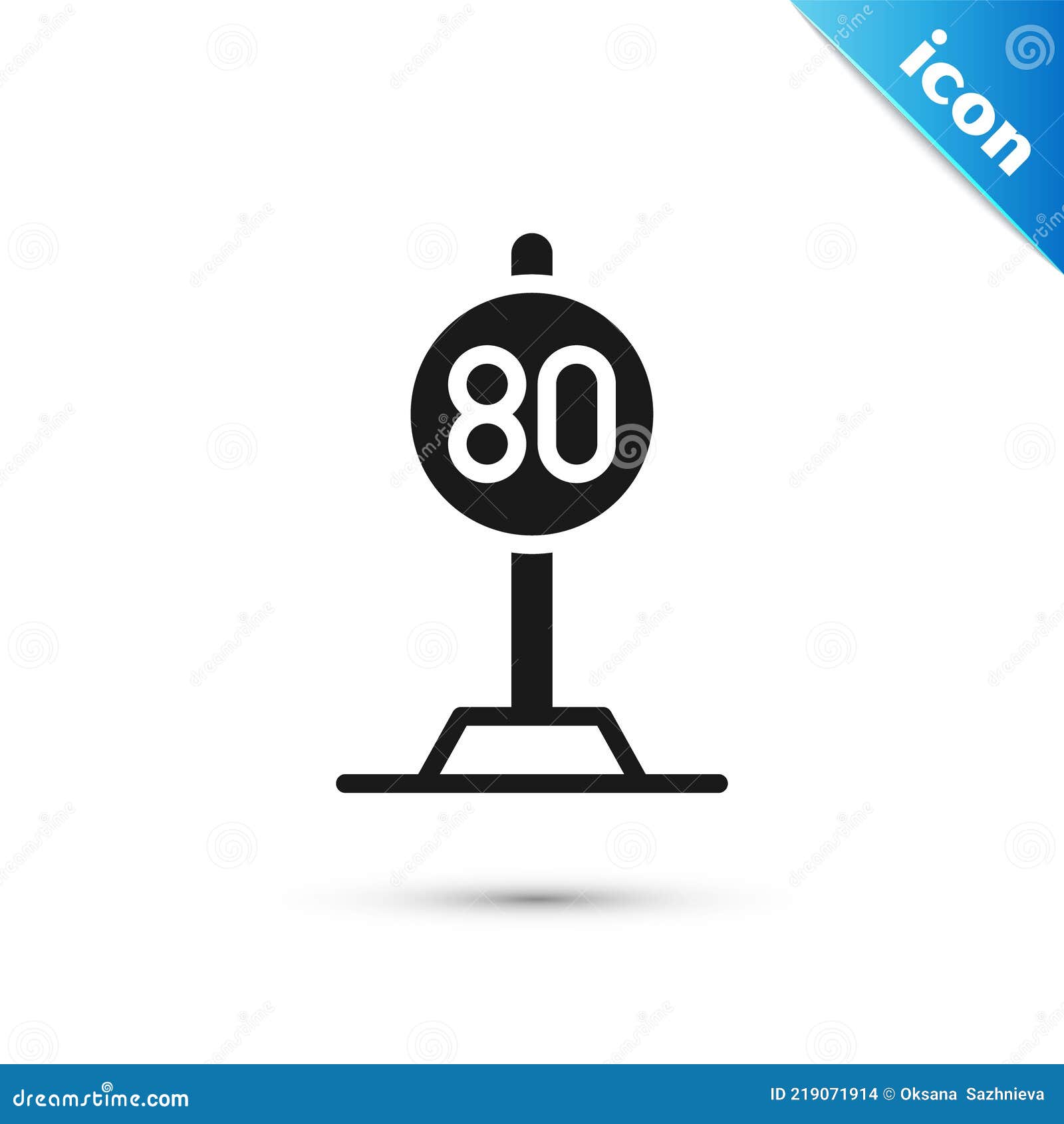 Grey Speed Limit Traffic Sign 80 Km Icon Isolated on White Background ...