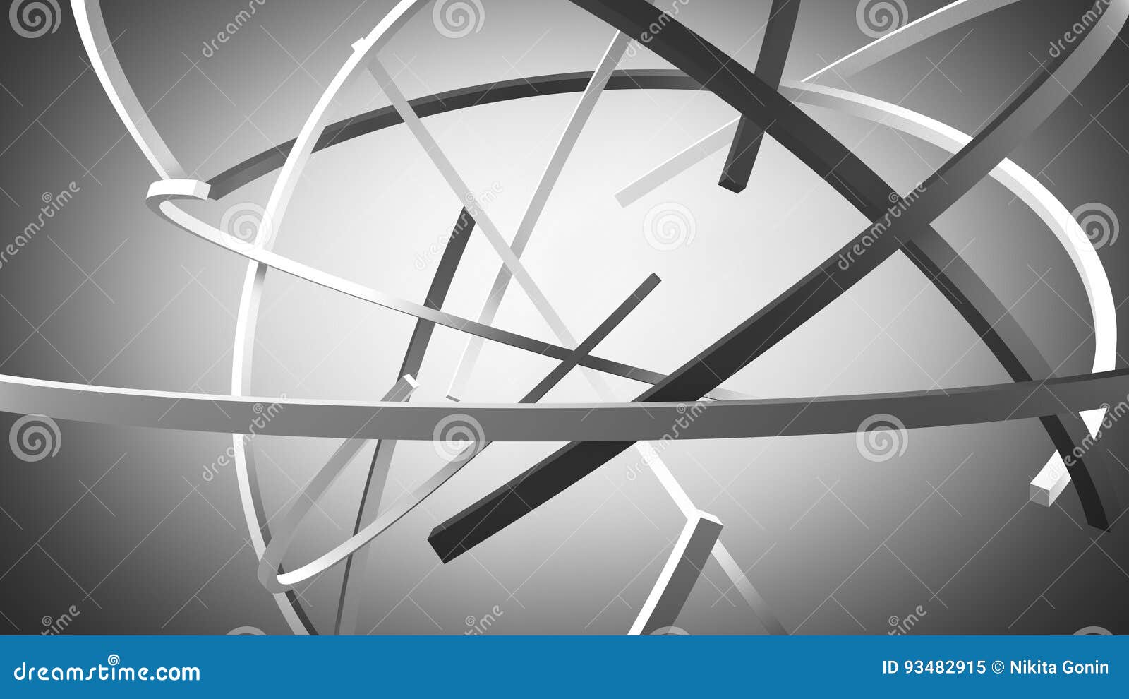 Grey Sphere Shape with Rings 3D Render Stock Illustration ...