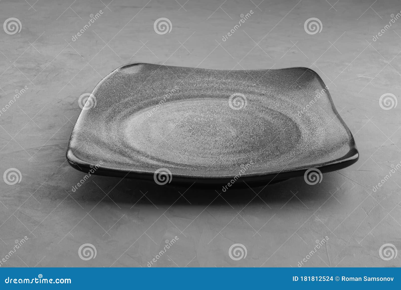 Grey Square Plate Under the Concrete for Placing Products Stock Photo ...