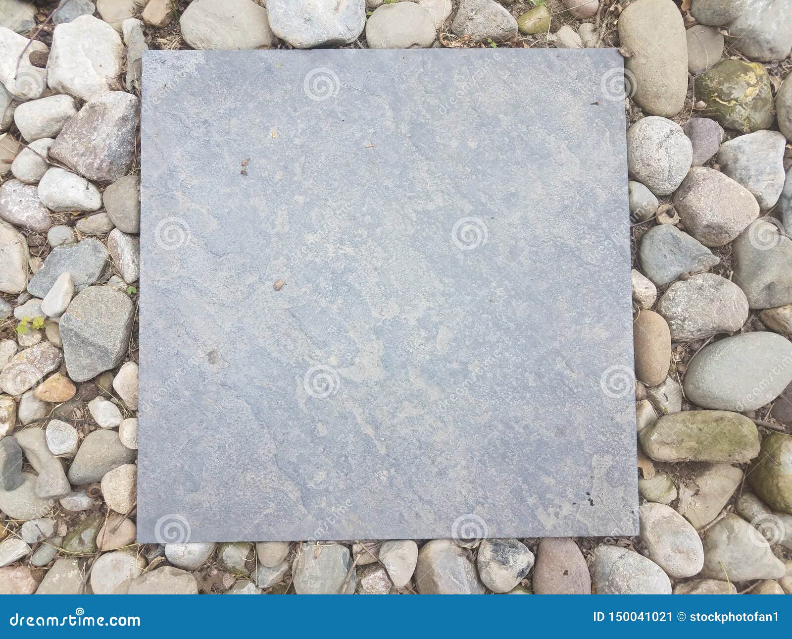 Grey Square Tile and Stones and Rocks Stock Image - Image of rock ...