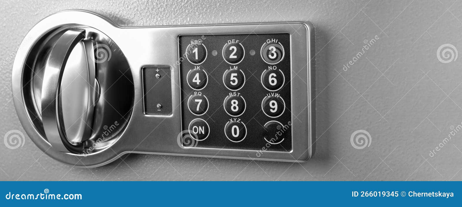 Grey Steel Safe with Electronic Lock, Closeup. Banner Design Stock ...