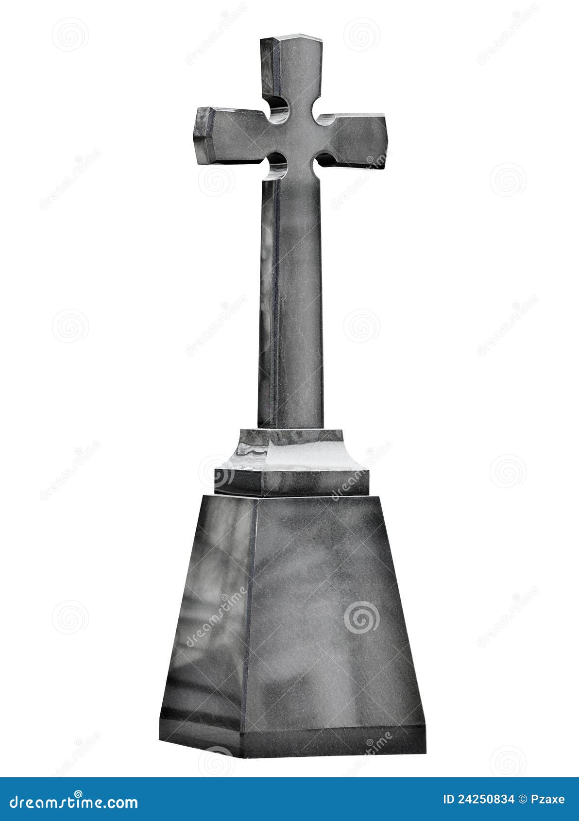 Grey Stone Cross Monument Isolated on White Stock Photo - Image of ...